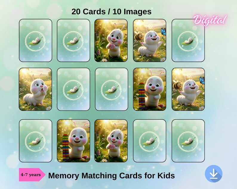 Memory Matching Cards for Kids Printable Matching Game - Etsy