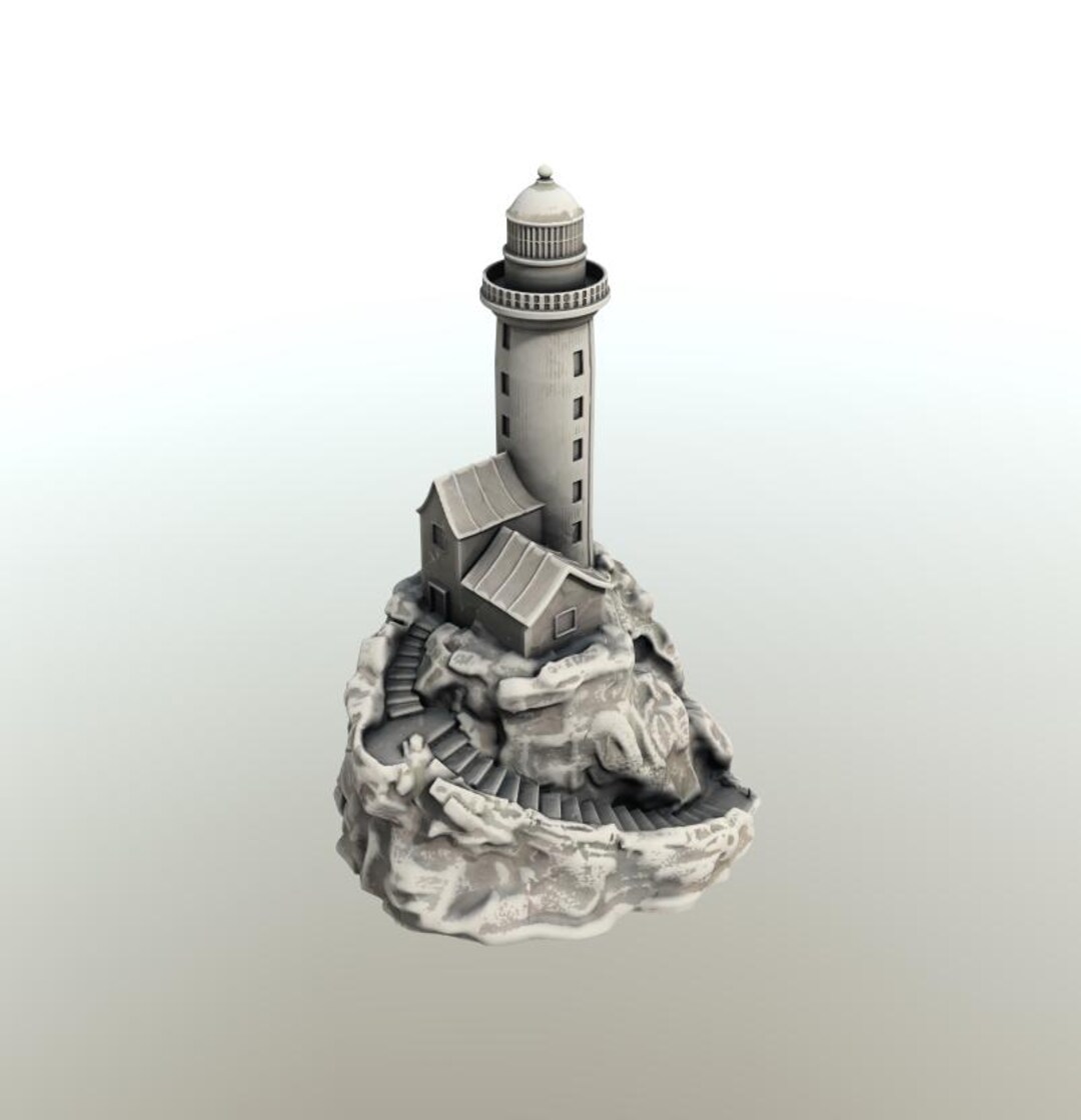 Lighthouse Diorama STL File – 3D Print Coastal Terrain Model (digital ...