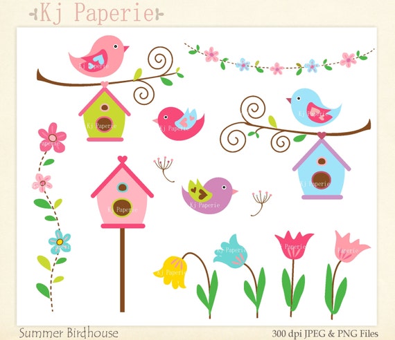 Items similar to birds clip art,Flowers Clip art,scrapbooking,bird ...