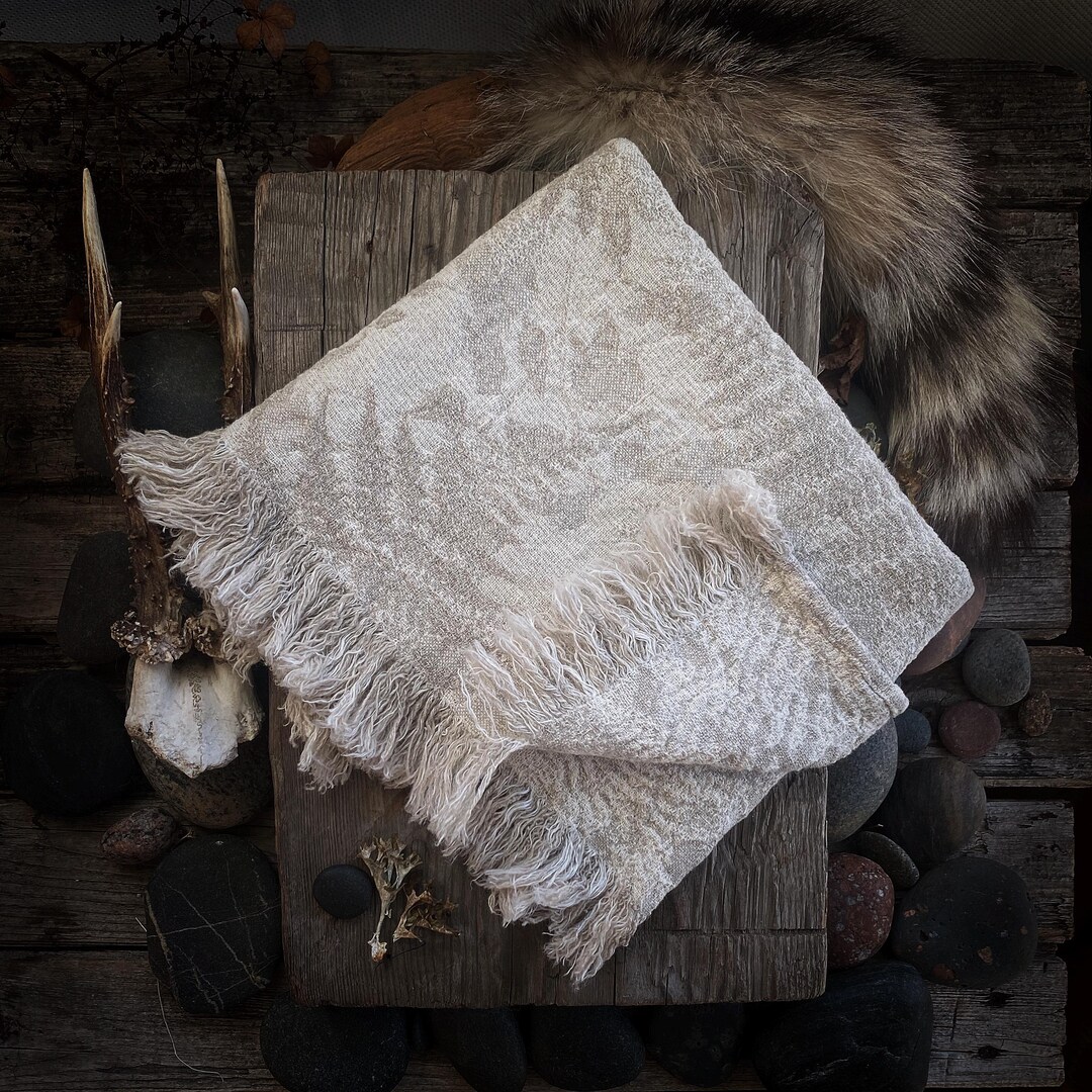 Fern and Leaves Pattern Cozy Thick Rustic Cottage Core Linen Towels ...