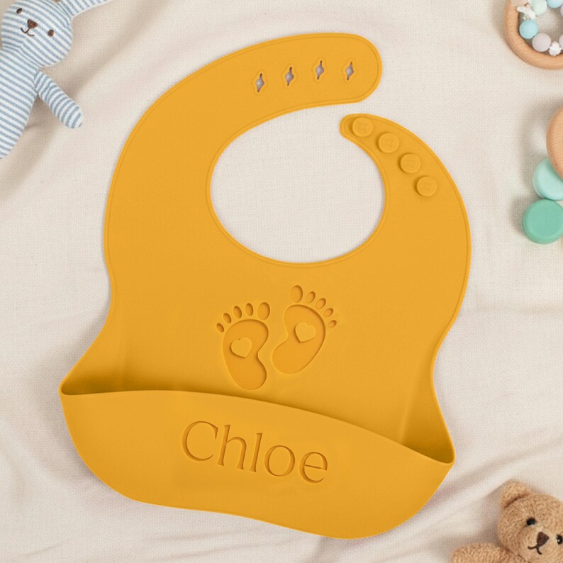Custom Name Silicone Bib, Engraved Baby Catch All Bib, Personalized BLW ...