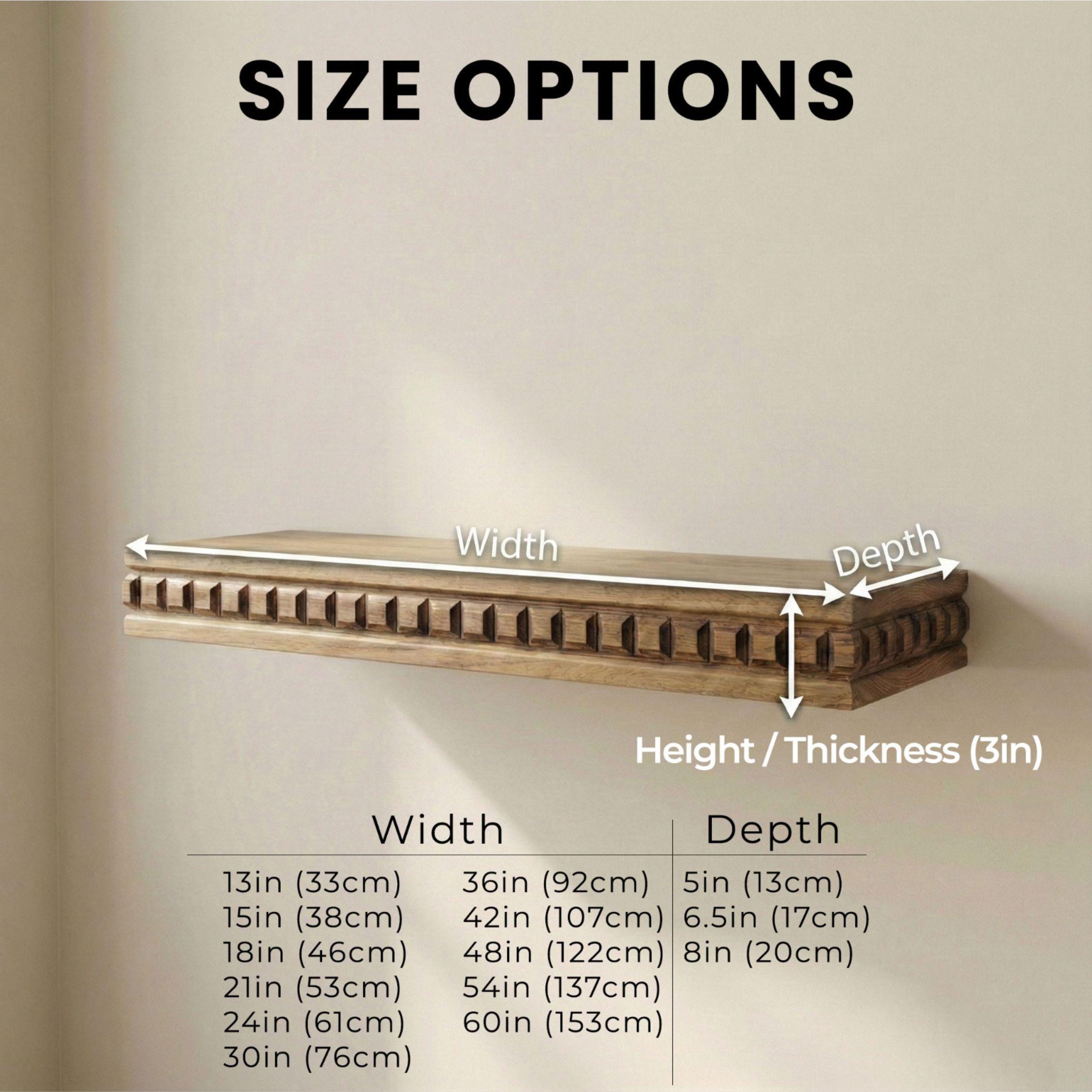 Decorative Solid Wood Floating Shelf, Thick Profile Wooden Wall Shelf ...