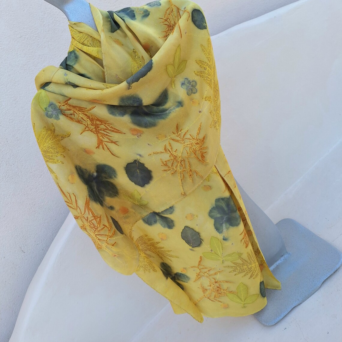 Botanical Eco Print, Pure Silk Scarf, One of a Kind, Hand Printed in ...