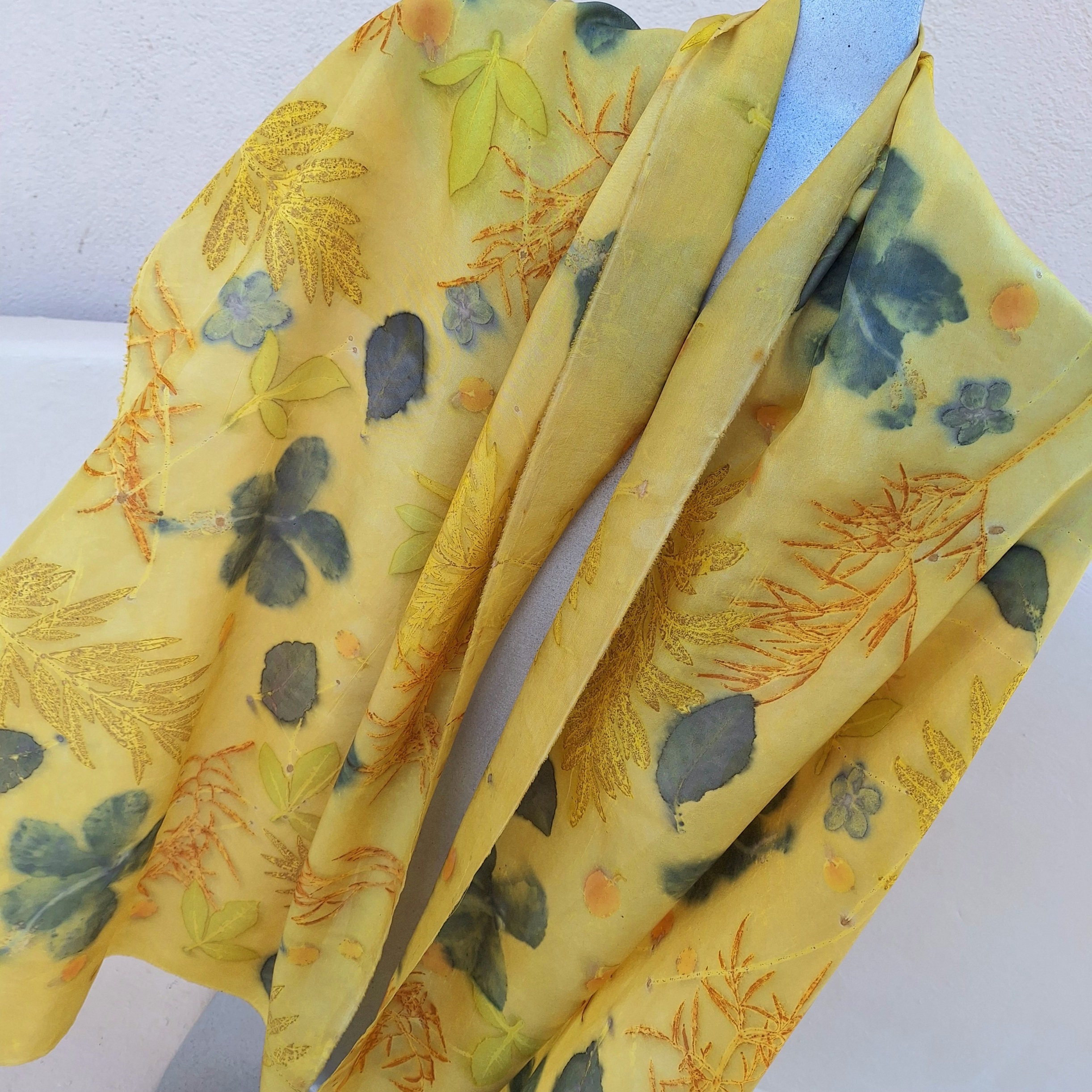Botanical Eco Print, Pure Silk Scarf, One of a Kind, Hand Printed in ...
