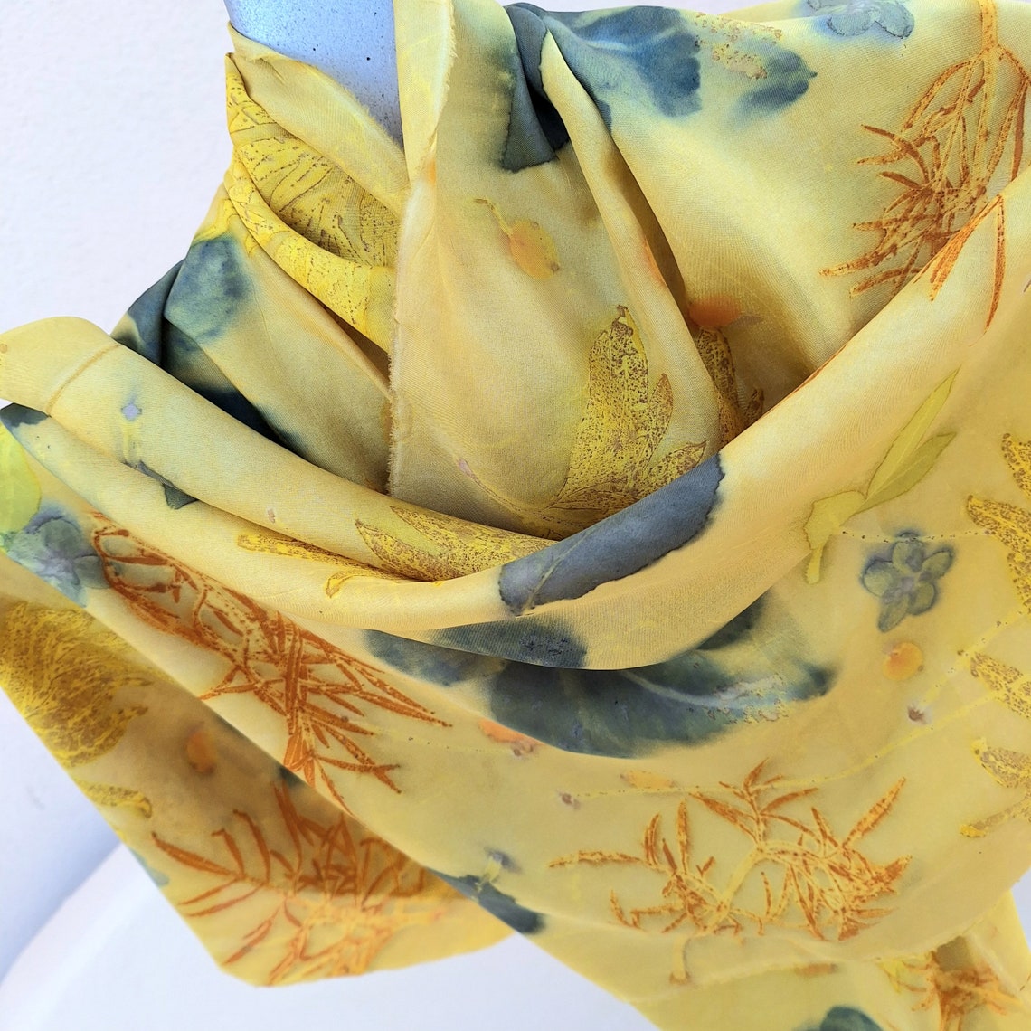 Botanical Eco Print, Pure Silk Scarf, One of a Kind, Hand Printed in ...