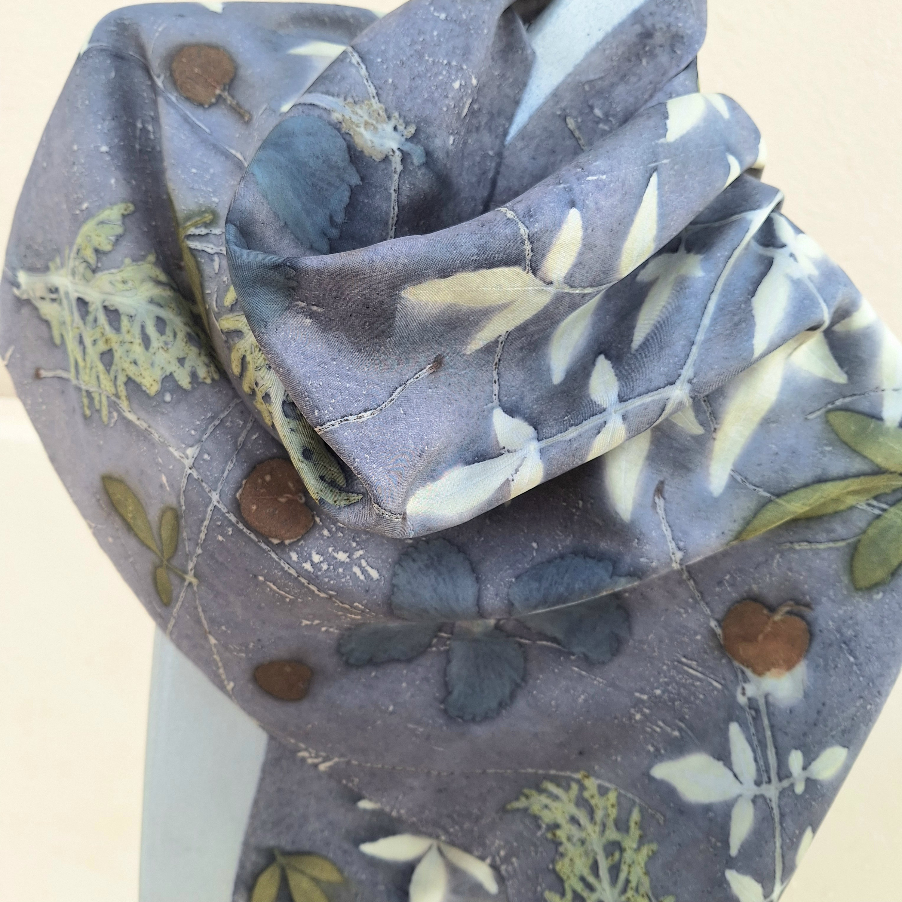 Botanical Eco Print, Pure Silk Scarf, One of a Kind, Hand Printed in ...
