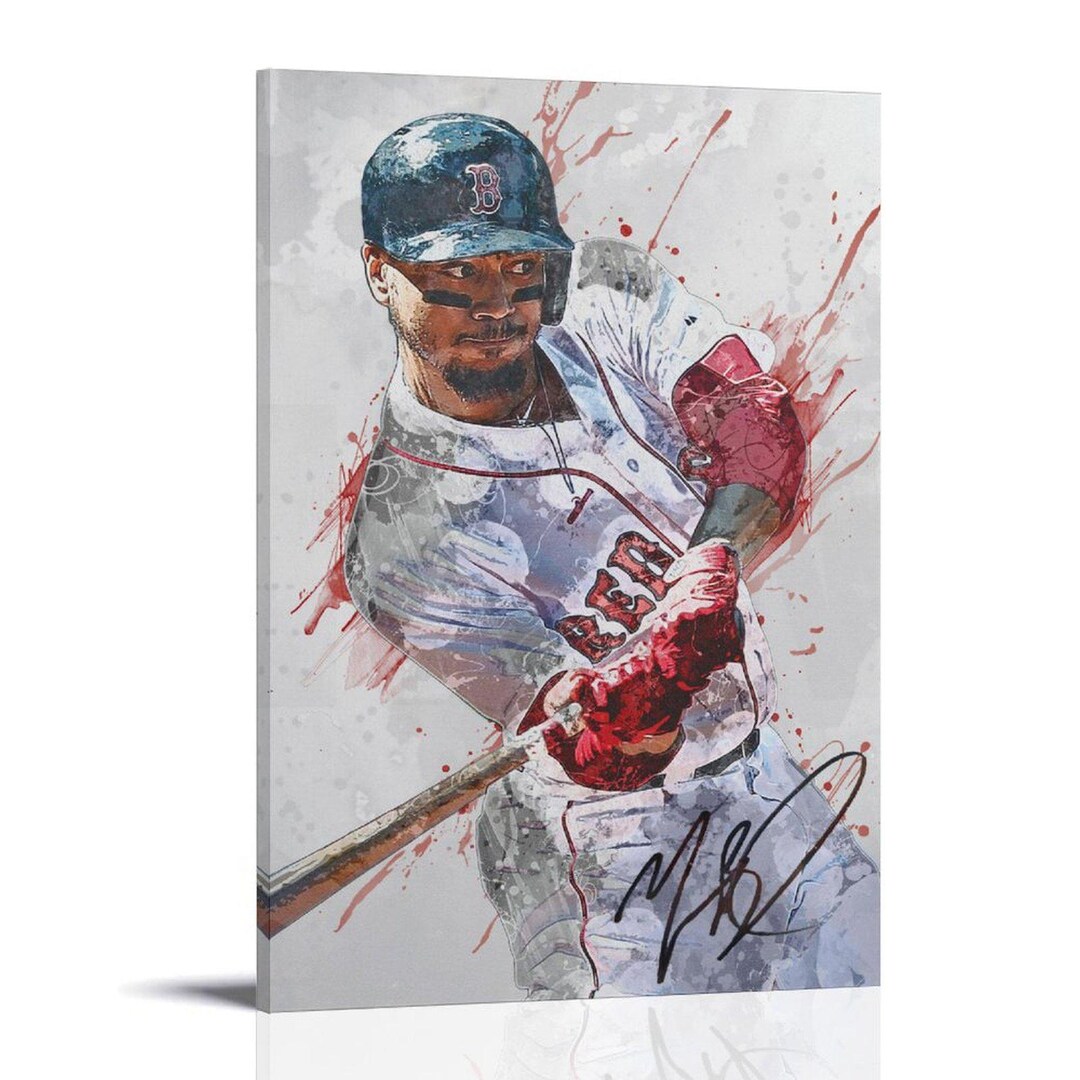 Baseball Player Mookie Betts Ink Splash Art Signed Poster Wall Art ...