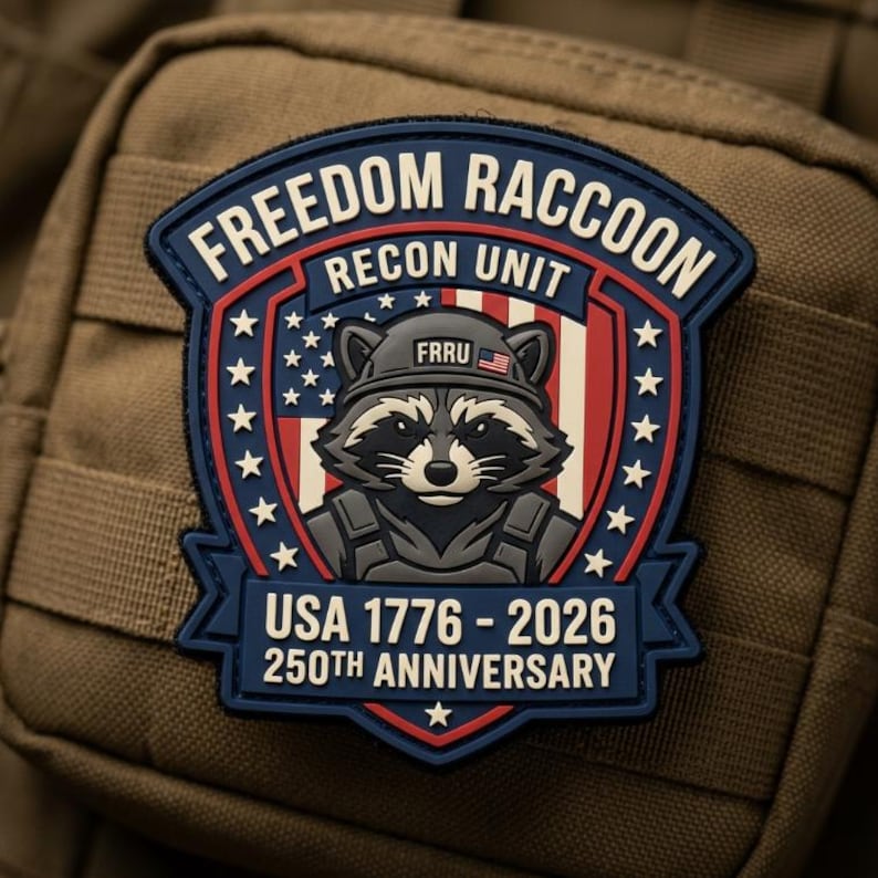 PATCH PVC Freedom Raccoon Recon Unit 1776-2026 USA Tactical Morale ...