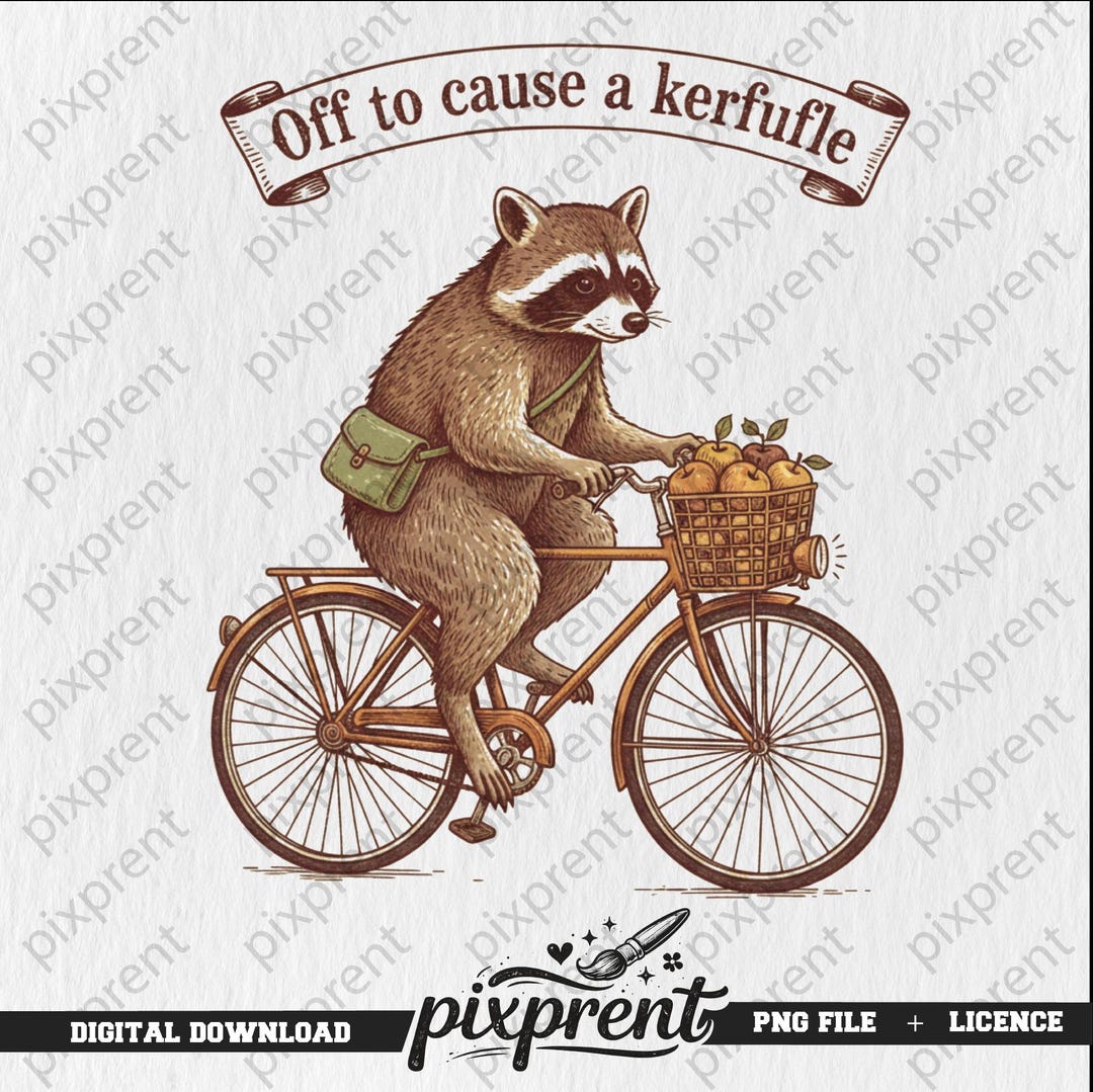Raccoon on Bicycle PNG, off to Cause A Kerfuffle Design (digital ...