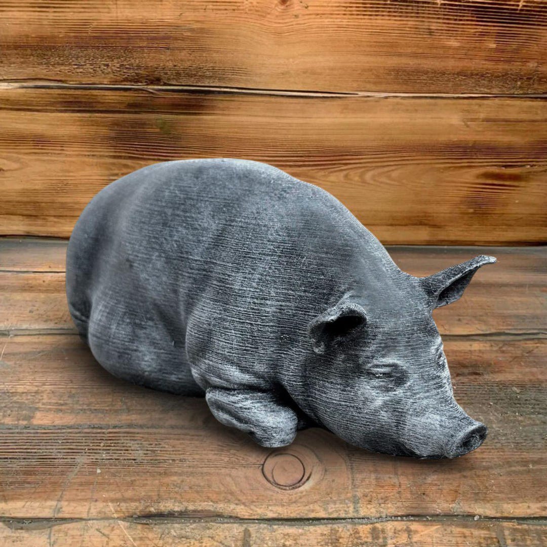 Laying Piglet Figurine Decorative Lawn and Patio Pig Statue Animal ...