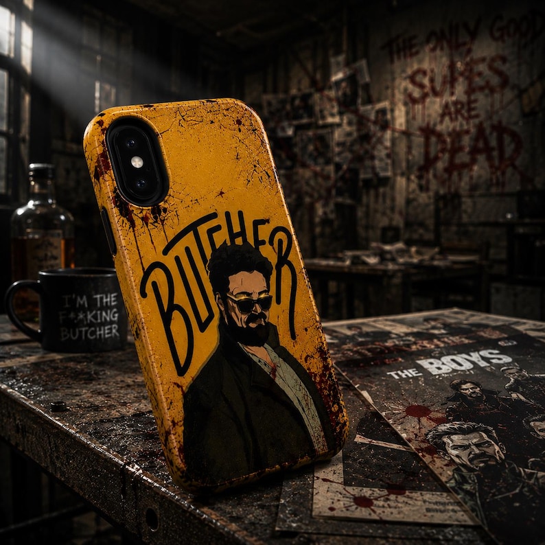 Butcher Inspired Phone Case, Yellow Minimal Tough iPhone Case, Cool ...