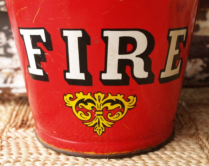 Vintage TOY FIRE BUCKET /// Antique Firefighter Red Sand Pail ...