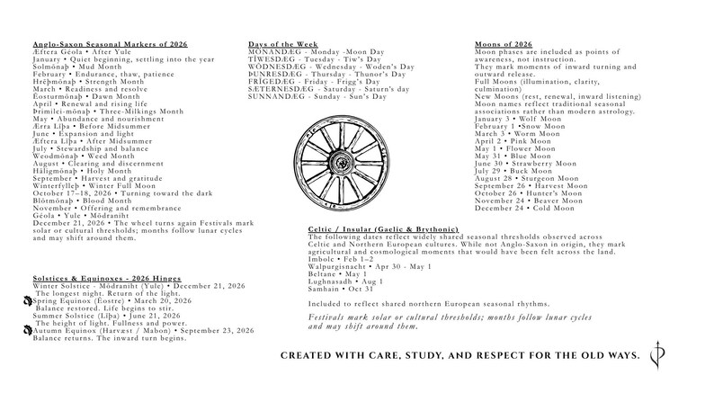 2026 Anglo-saxon Calendar | A Year of Seasonal Timekeeping - Etsy UK
