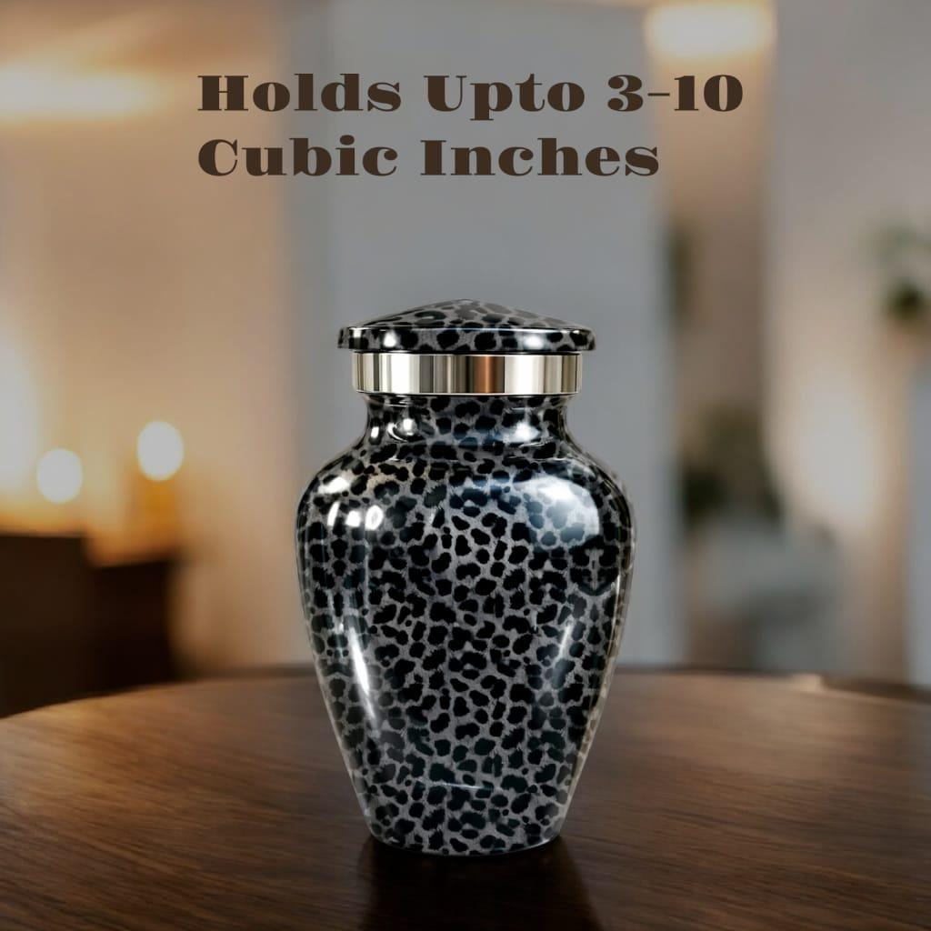 Leopard Print Cremation Urn for Human Ashes – Memorial Urn With Velvet ...