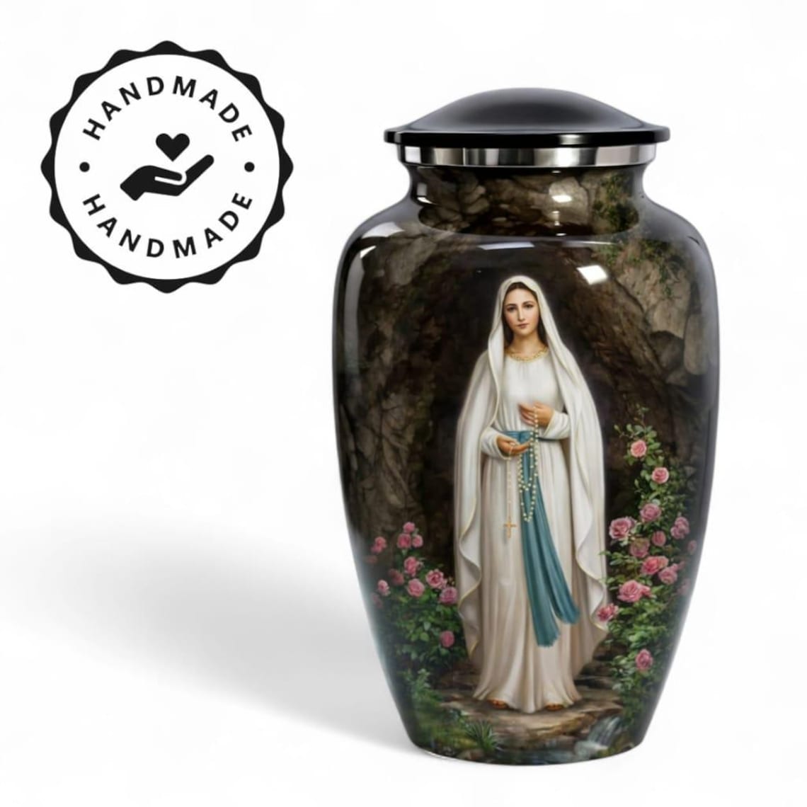 Religious Urn for Human Ashes - Adult Cremation Keepsake With Velvet ...