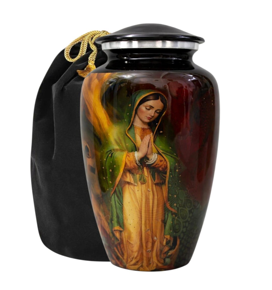 Religious Cremation Urn for Human Ashes - Adult Funeral Memorial Urn ...