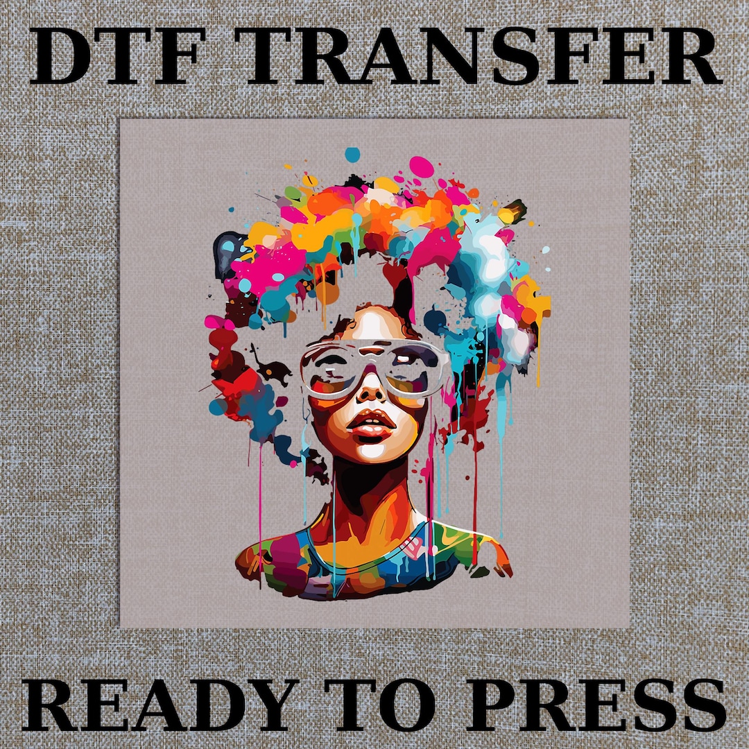Drip Art Black Woman DTF Transfer, Ready to Press Urban Street Art ...