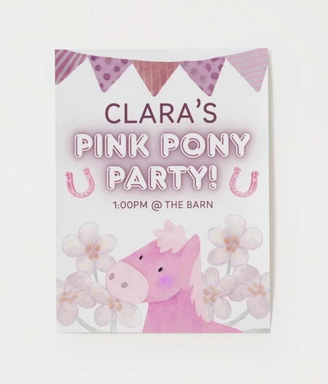 Pink Pony Party Invitation - Template - Etsy