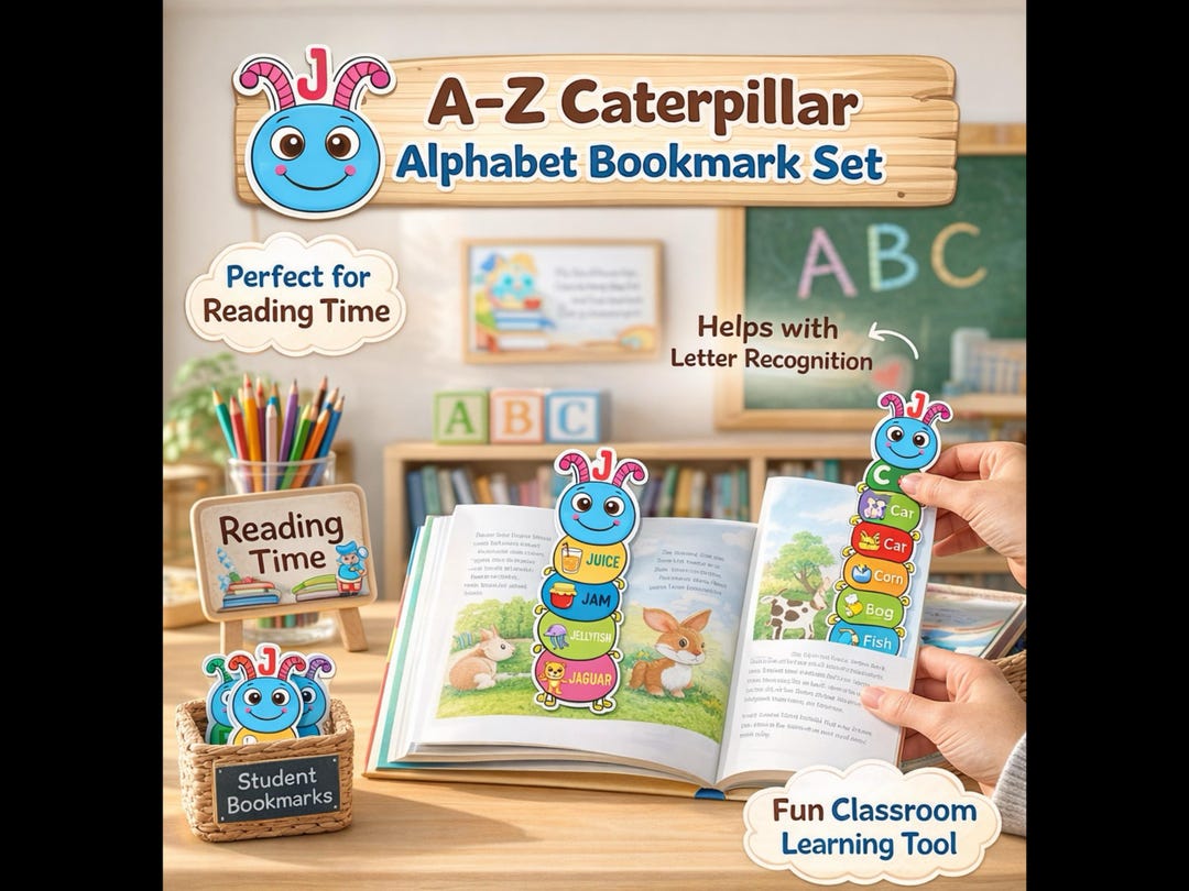A–Z Alphabet Caterpillar Bookmarks | Printable Classroom Reading Tool ...