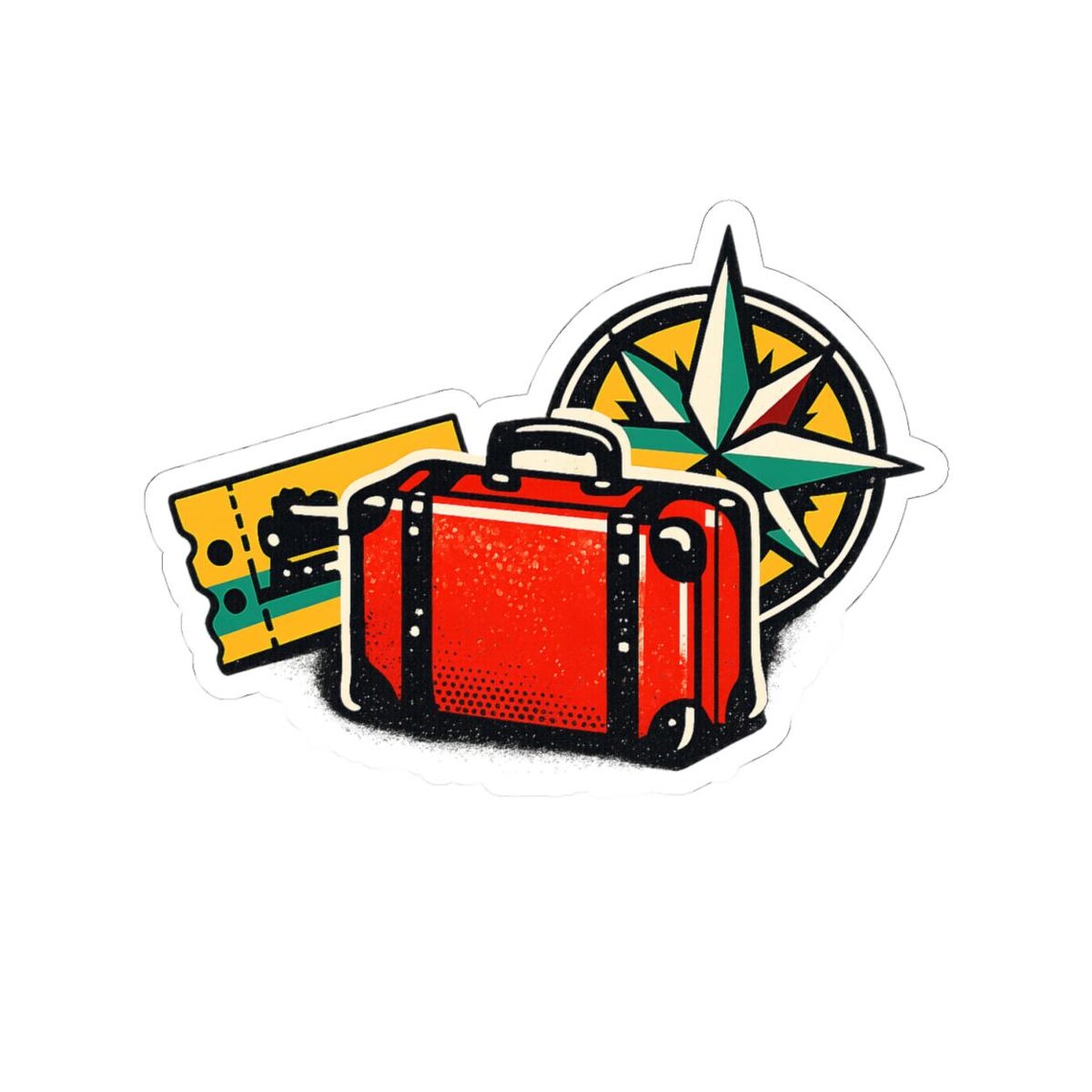 Vintage Suitcase Compass Sticker | Travel Kiss-cut Sticker - Etsy