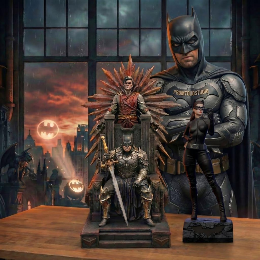 Highly Detailed Batman & Catwoman STL | Throne Diorama 3D Print File ...