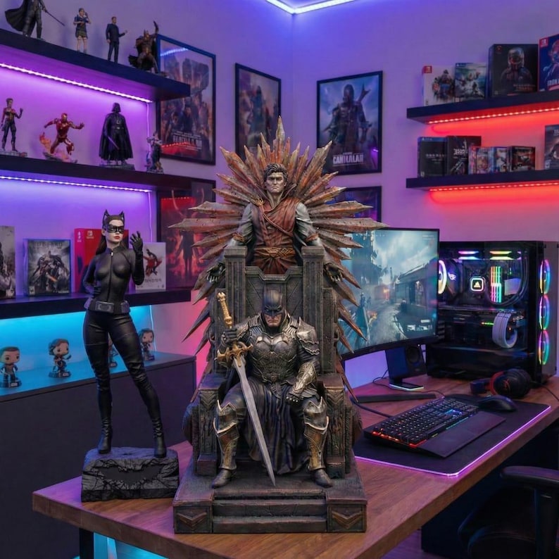 Highly Detailed Batman & Catwoman STL | Throne Diorama 3D Print File ...