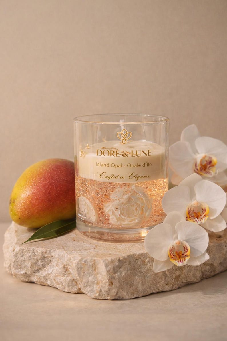 Island Opale Candle – Mango & Orchid Scent | Luxury Hand-poured Soy and ...