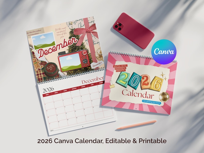 2026 Canva Calendar Template | Printable, Digital Download | Editable ...