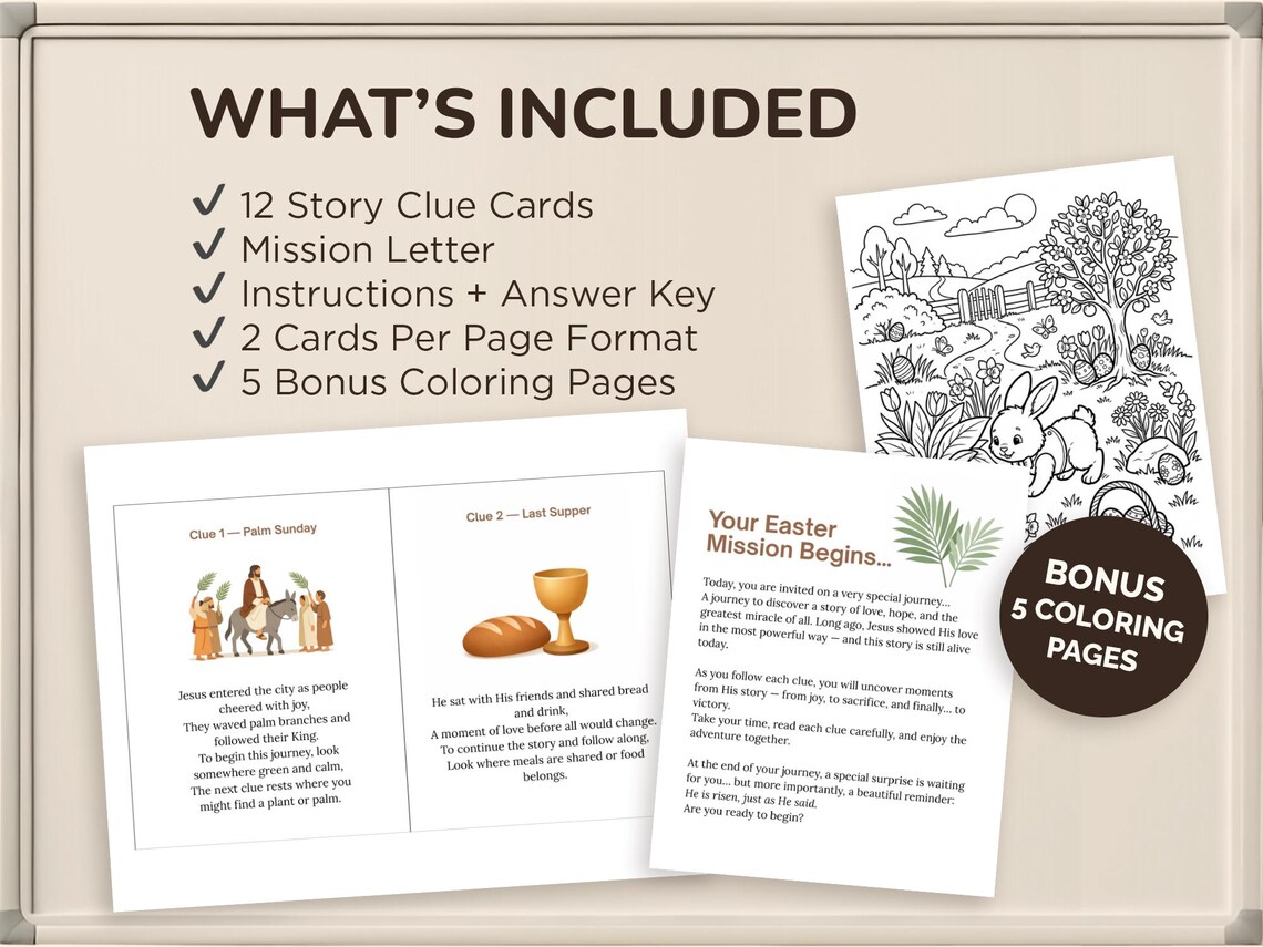 Christian Easter Story Scavenger Hunt Printable Game for Kids (digital ...