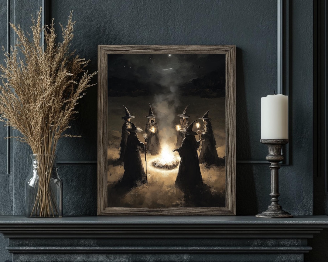 Witches Ritual Art Print | Dark Academia Witch Circle | Gothic Occult ...