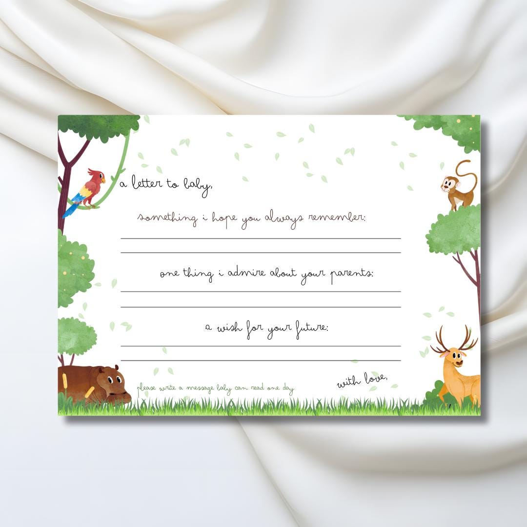 A Letter to Baby Card | Baby Shower Keepsake | Woodland Baby Shower ...