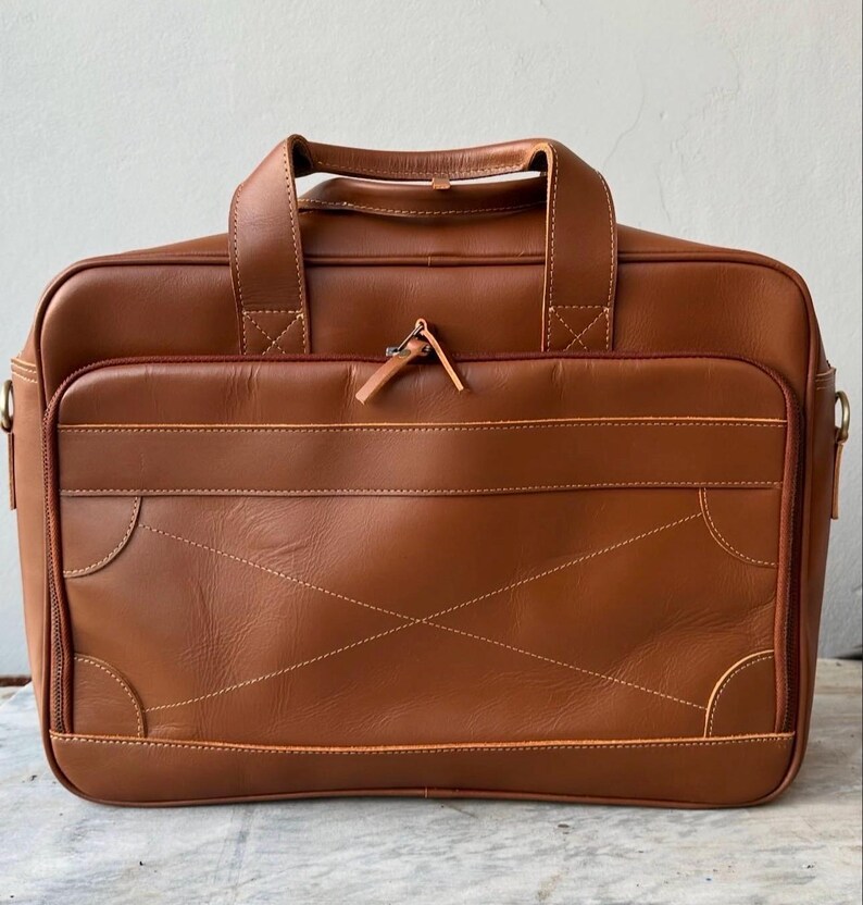 Handmade Full Grain Leather Laptop Bag - Personalized Briefcase for Men ...
