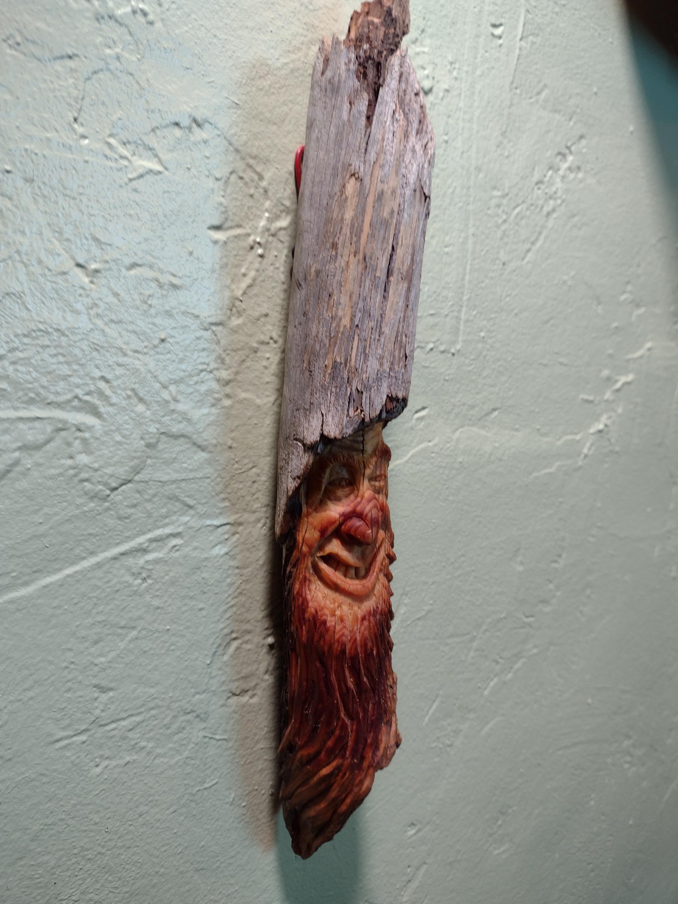 Wood Spirit Carving: Pine Knot Wizard, Wall Hanging Folk Art - Etsy