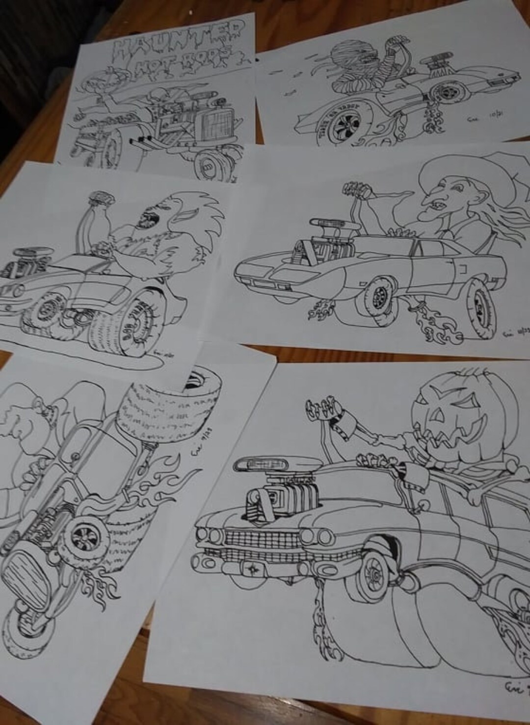 Haunted Hot Rods Coloring Book, Digital Download. Frankenstein, Mummy ...