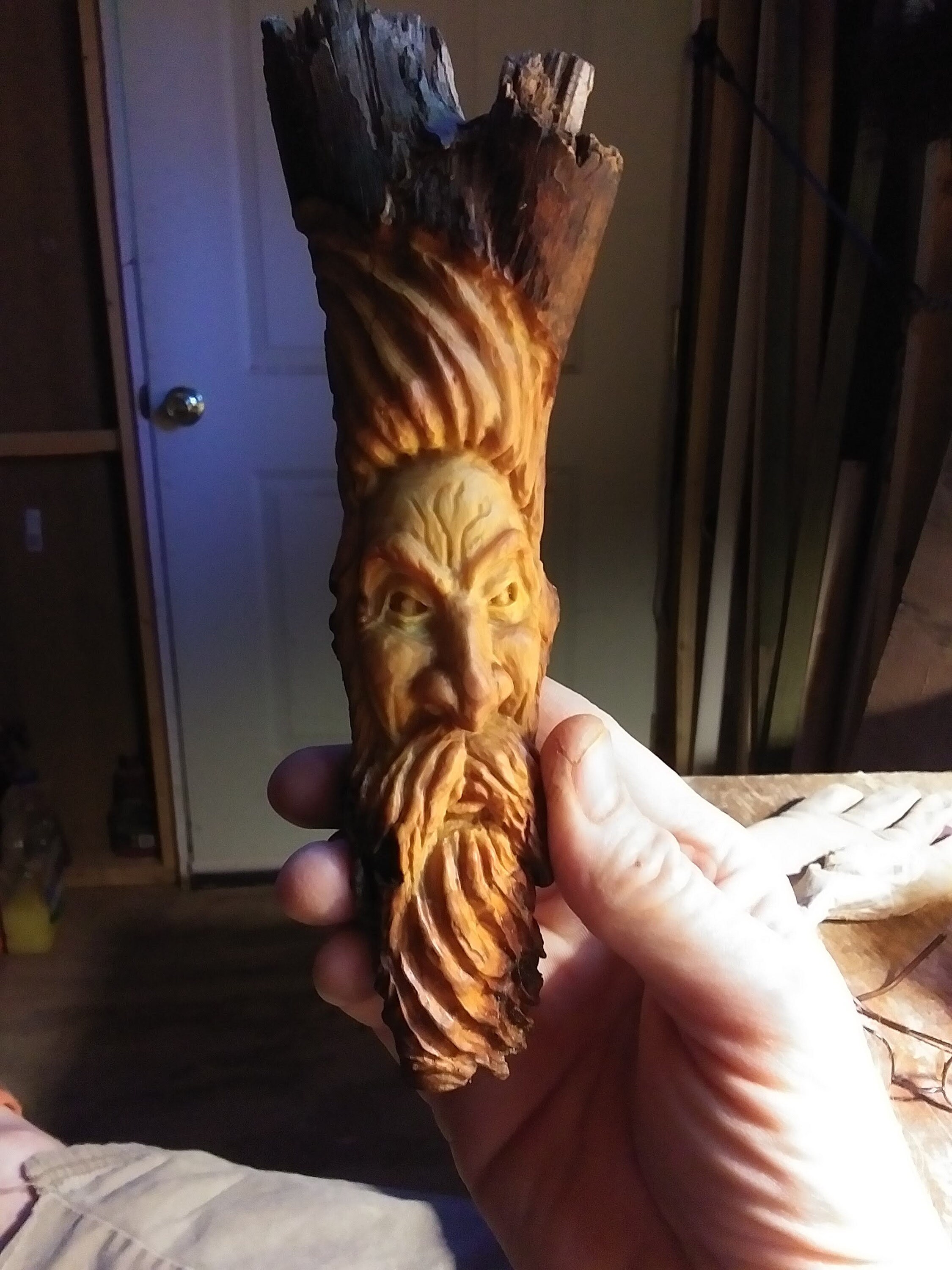 Mountain Man Wood Sculpture by Eric Peterson New Mexico Wizard Wood ...