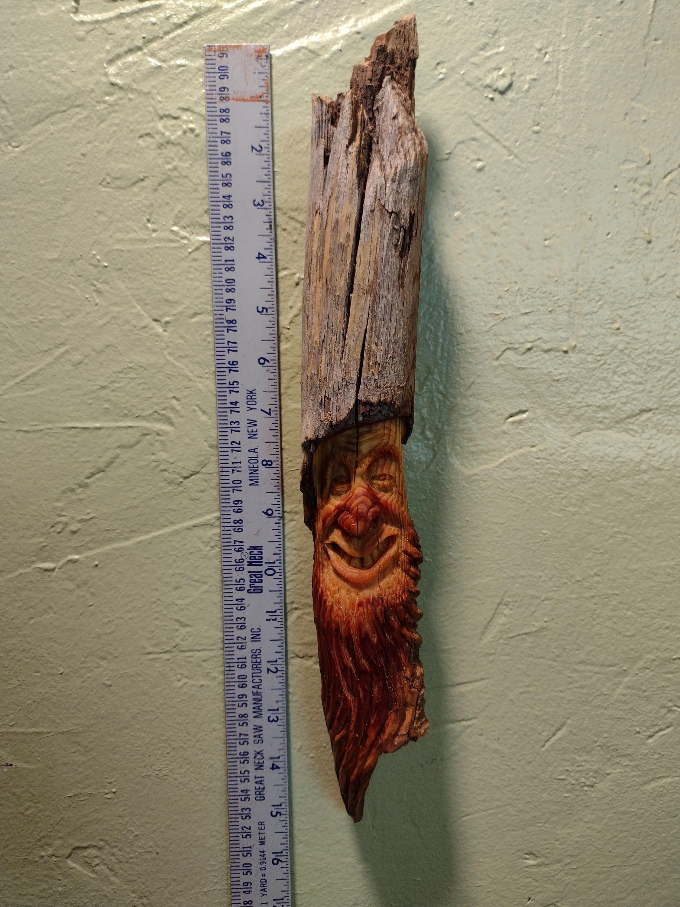 Wood Spirit Carving: Pine Knot Wizard, Wall Hanging Folk Art - Etsy
