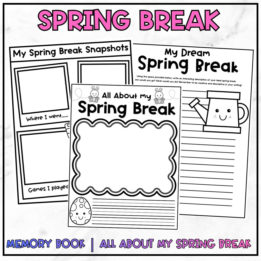 All About My Spring Break Memory Book - Writing & Drawing Snapshots - Etsy