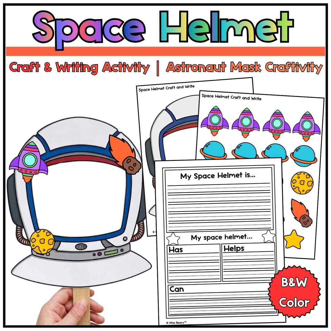 Space Helmet Craft and Writing Activity | Astronaut Mask Craftivity - Etsy