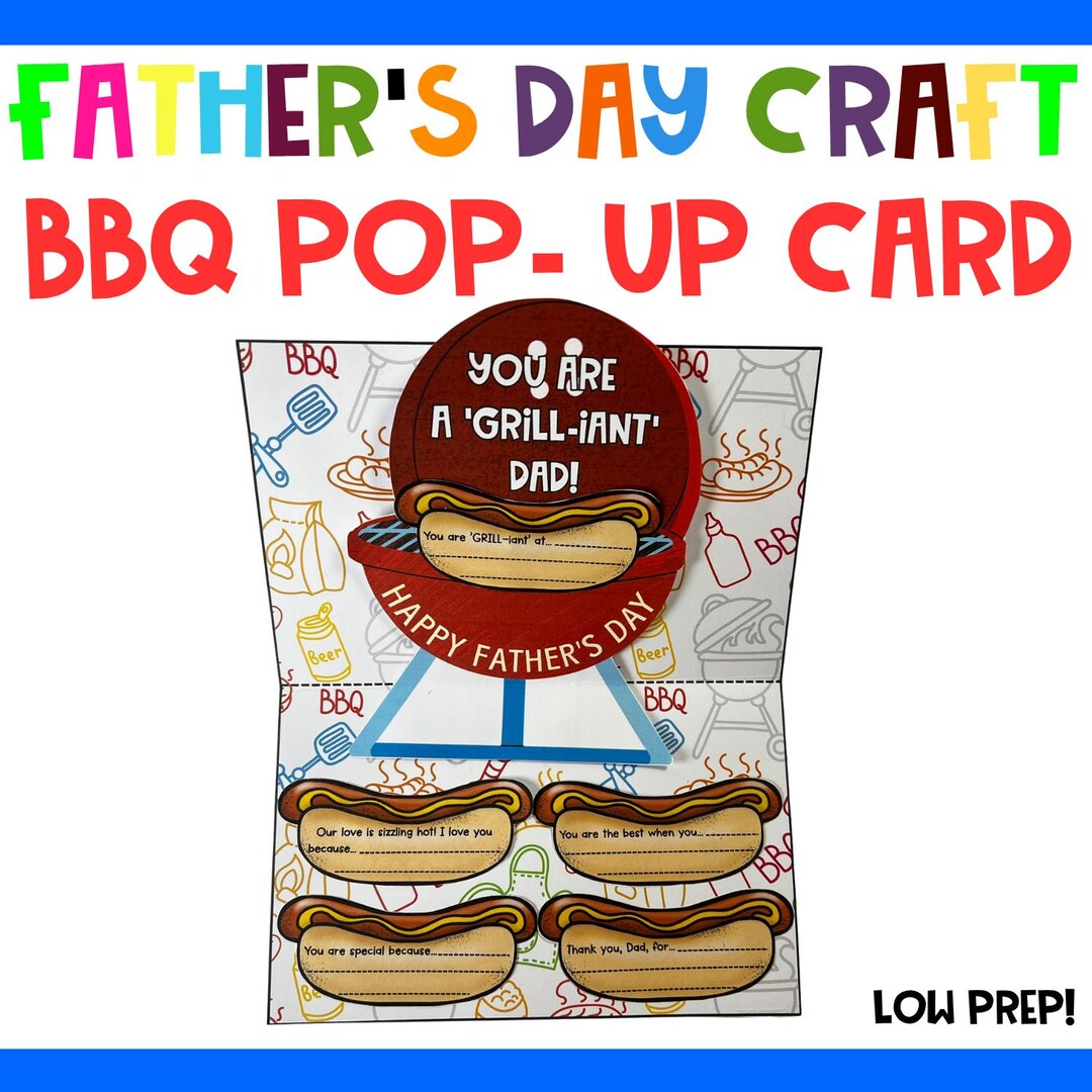 Father's Day Craft | BBQ Pop up Card | Father's Day Writing Craftivity ...