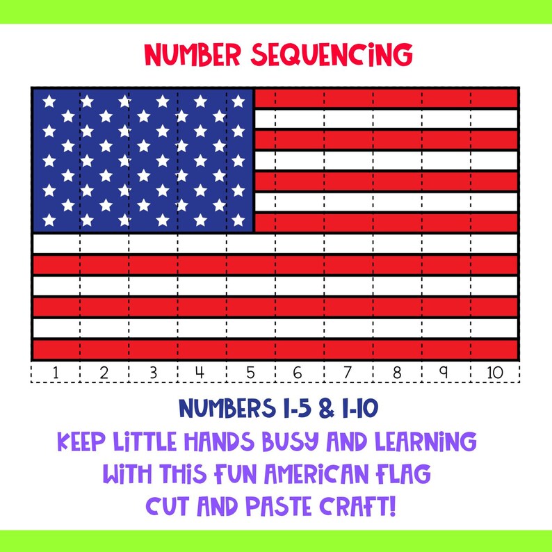 Memorial Day Math Activities Sequencing Puzzles 1-10 Number Order ...