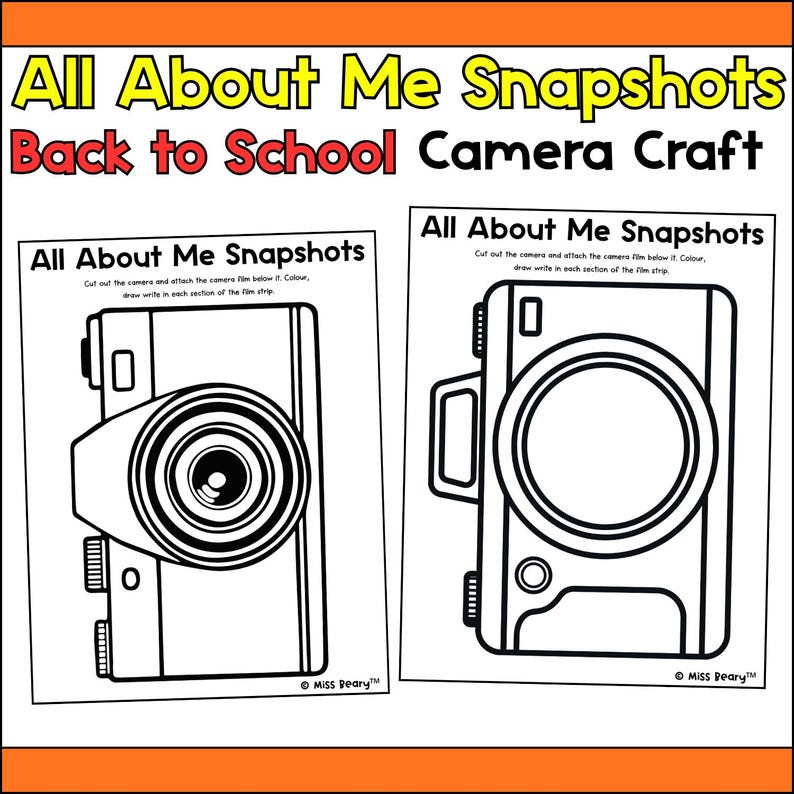 All About Me Snapshots Camera Craft | Interactive Back to School ...