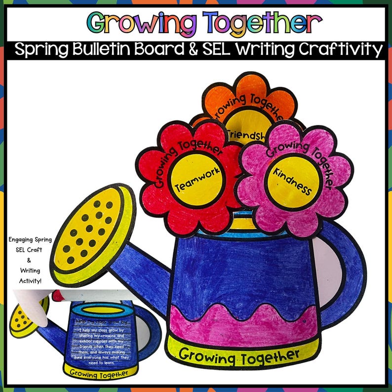 Growing Together | Spring Bulletin Board and SEL Writing Craftivity - Etsy