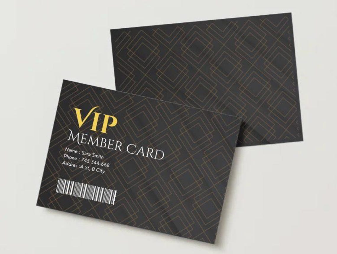Digital VIP Member Card Template | Printable Loyalty Card | Editable ...