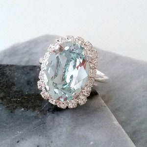 Aquamarine Ring,ice Blue Ring,aquamarine Cocktail Ring,march Birthstone ...