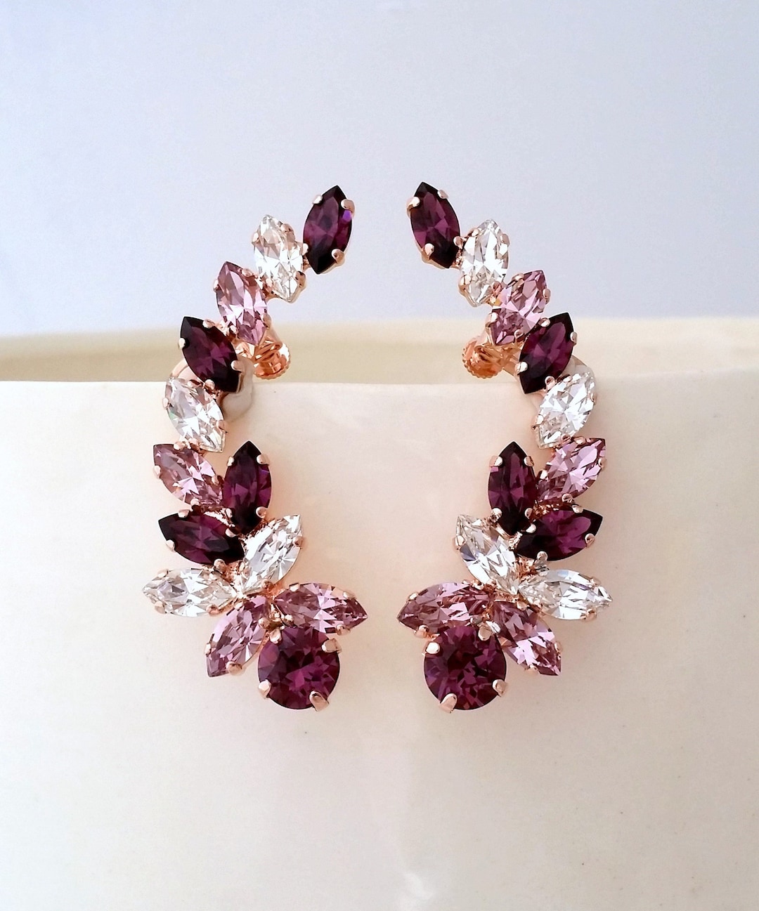 Purple Climbing Earrings,bridal Climbing Earrings,ear Crawlers,earcuff ...