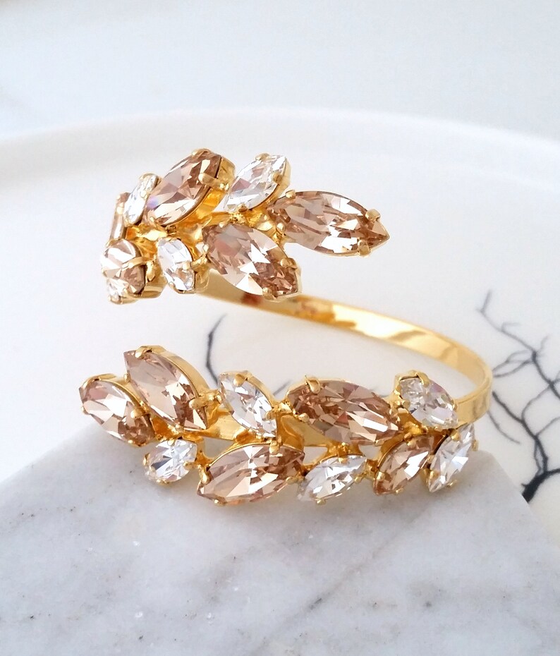 Champagne Bracelet,bridal Wedding Bracelet,blush Crystal Crystal ...