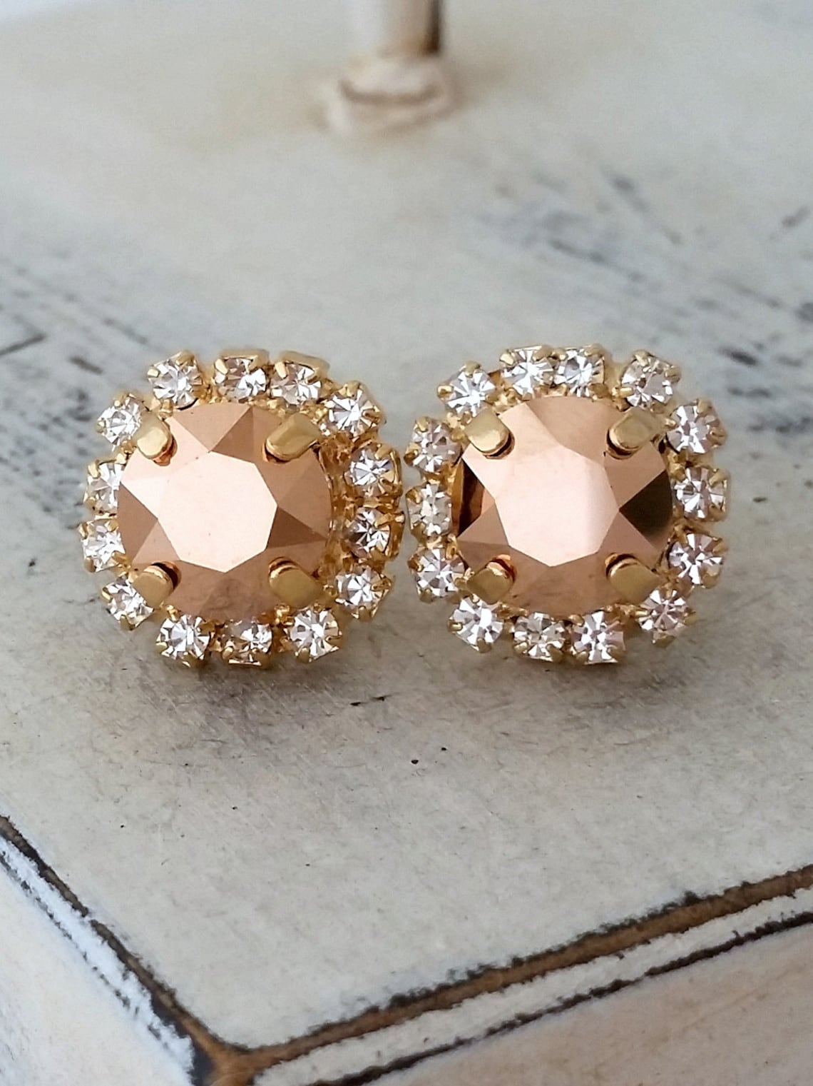 Rose Gold Earringsrose Gold Stud Earringsrose Gold | Etsy