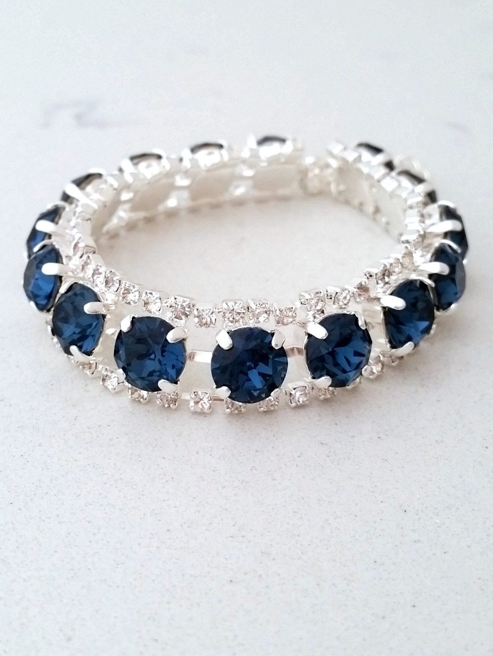 Navy Blue Braceletnavy Blue Crystal Bracelet Sapphire Bridal - Etsy