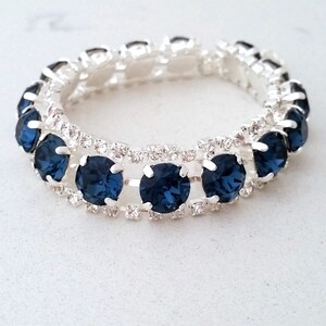 Navy Blue Bracelet,navy Blue Crystal Bracelet, Sapphire Bridal Bracelet ...