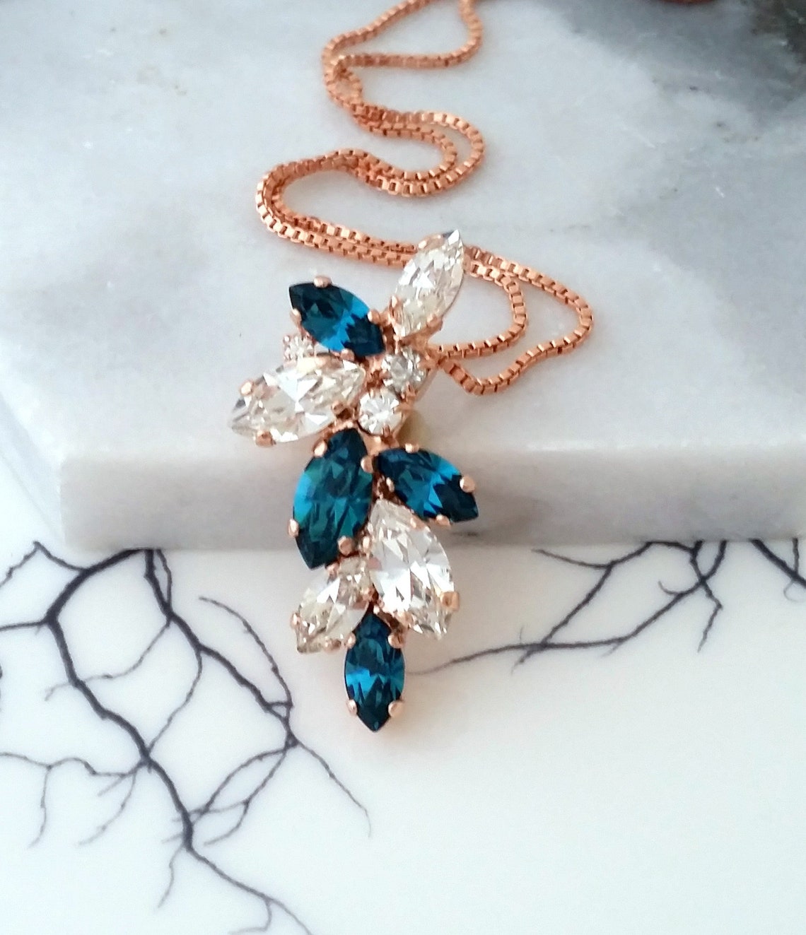 Teal Necklace,teal Bridal Necklace,teal Necklace,teal Pendant Necklace ...